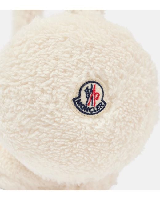 Moncler Logo Teddy Earmuffs in White | Lyst