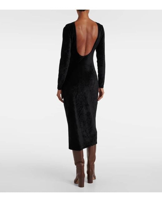 Polo Ralph Lauren Velvet Midi Dress in Black | Lyst