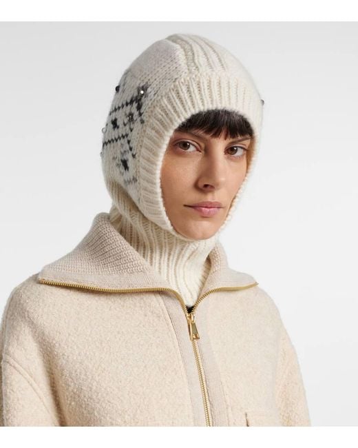 Moncler Embellished Alpaca And Wool-Blend Ski Mask in White | Lyst