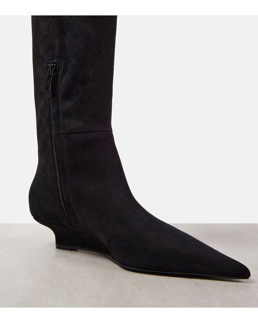 TOTEME Sharp 40 Suede Knee-High Boots in Black | Lyst