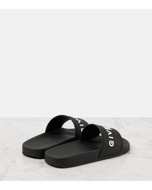 Givenchy Logo Slides in Black | Lyst