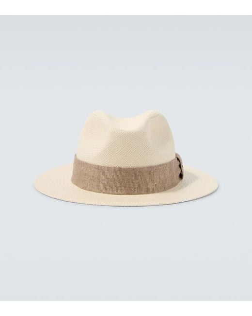 Kiton Straw Fedora in Natural for Men | Lyst UK