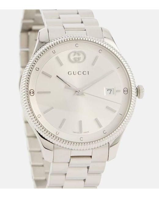 Gucci G-timeless 38mm Stainless Steel Watch in White | Lyst