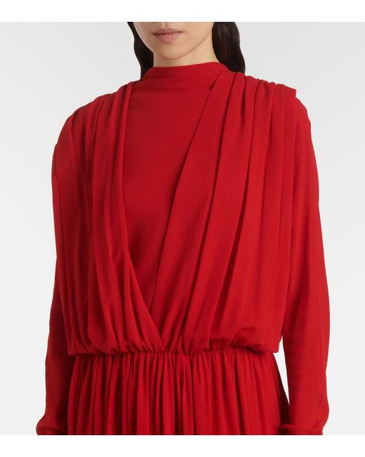 The Row Erald Draped Silk-Blend Gown in Red | Lyst