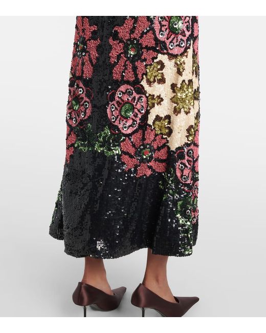 La DoubleJ Clingy Swing Sequined Maxi Dress in Black | Lyst UK