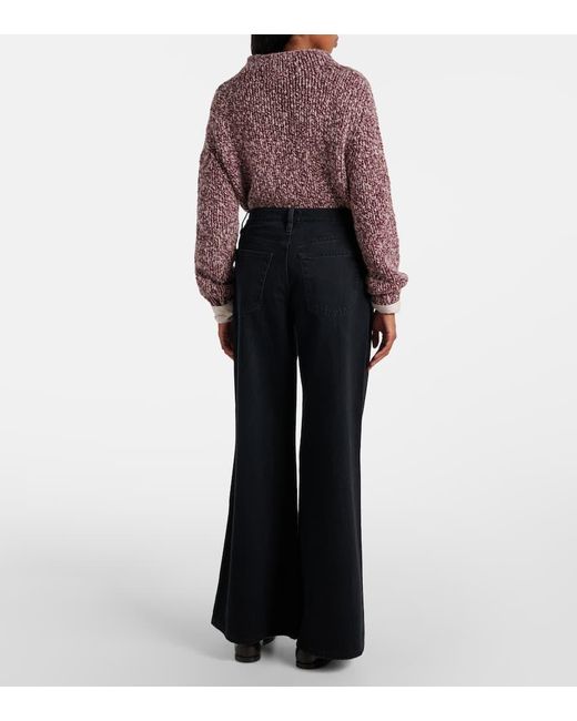 FRAME Easy Wide Flare High-Rise Flared Jeans in Blue | Lyst