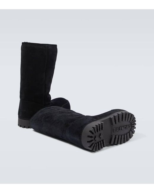 Balenciaga Alaska Fur High Suede Boots in Black for Men | Lyst