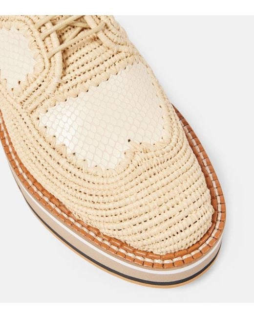 Robert Clergerie Blake Raffia Platform Brogues in Natural | Lyst