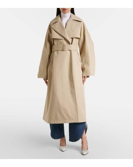 Alaïa Cotton Gabardine Trench Coat in Natural | Lyst