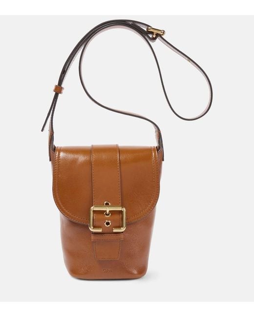 Chloé Camera Mini Leather Crossbody Bag in White | Lyst