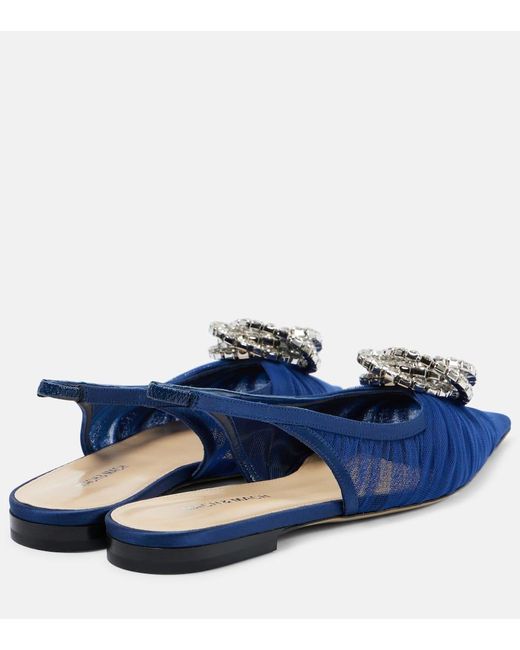 Mach & Mach Galaxy Embellished Slingback Flats in Blue | Lyst