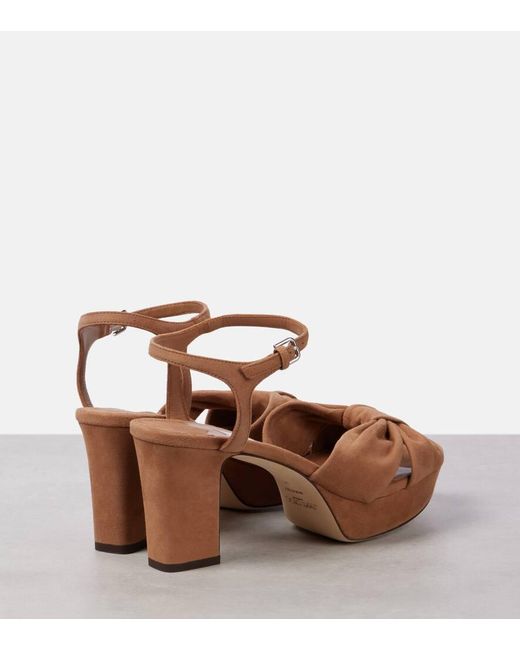 Jimmy Choo Heloise 80 Suede Platform Sandals in Brown | Lyst
