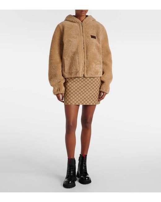 Gucci Reversible Shearling Jacket in Natural | Lyst