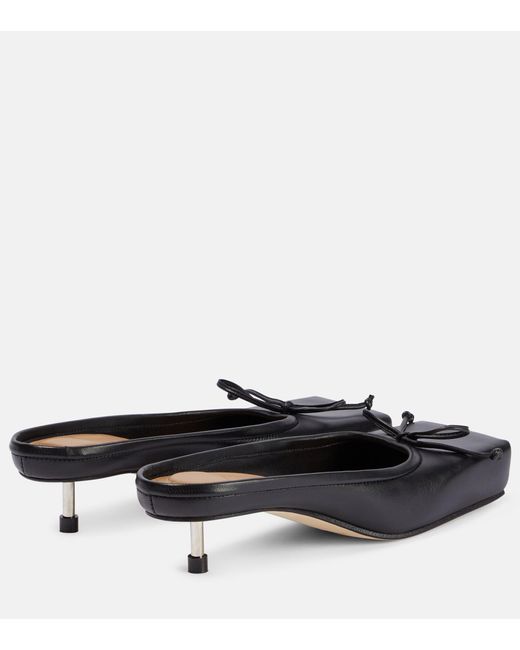 Jacquemus Les Mules Basses Ballet Leather Mules in Black | Lyst