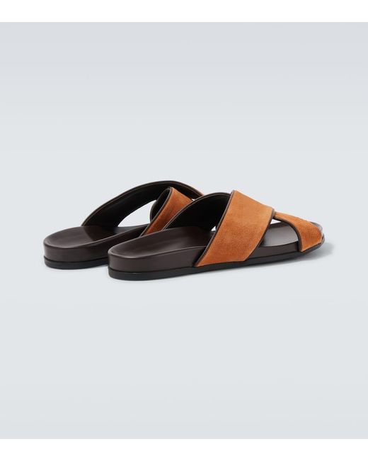 Manolo Blahnik Chiltern Suede Slides in Brown for Men | Lyst