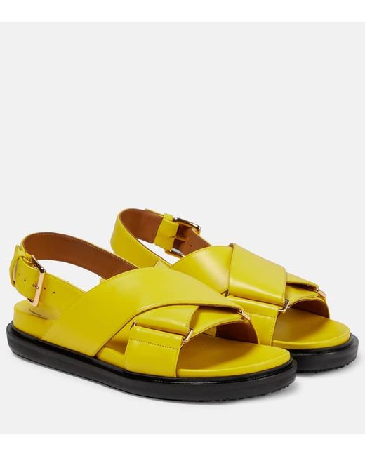 Marni Fussbett Leather Sandals in Yellow | Lyst UK