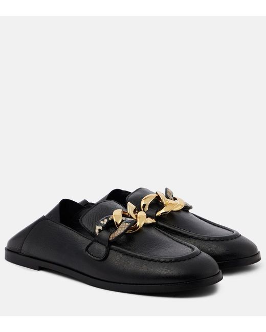See By Chloé Chain Line Leather Loafers in Black | Lyst
