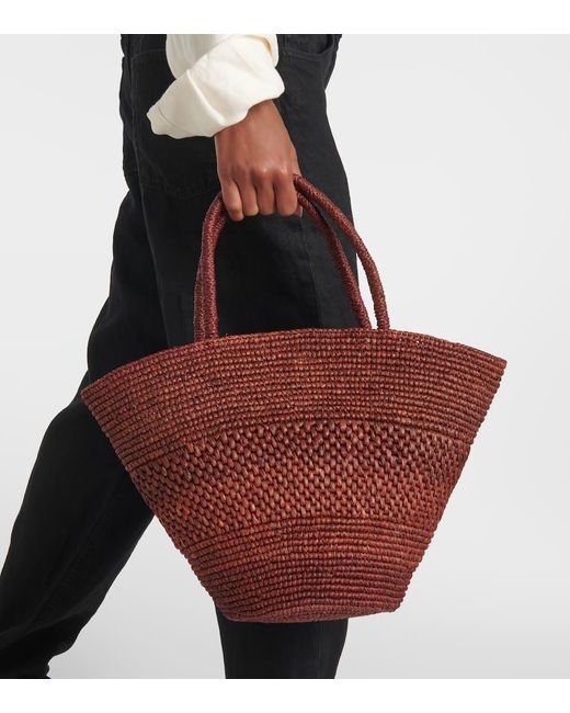 The Row Emilie Raffia Basket Bag in Red | Lyst