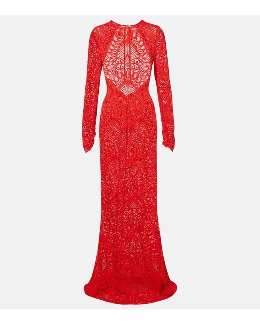 Alexandra Miro Isabella Lace Maxi Dress in Red | Lyst UK