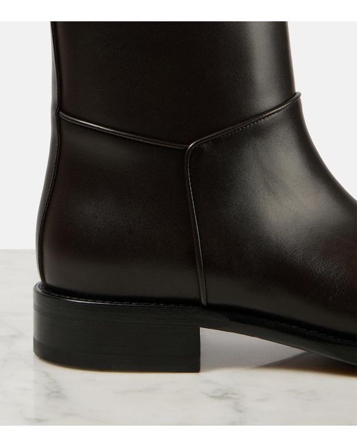 The Row Nobilis Leather Ankle Boots in Black | Lyst
