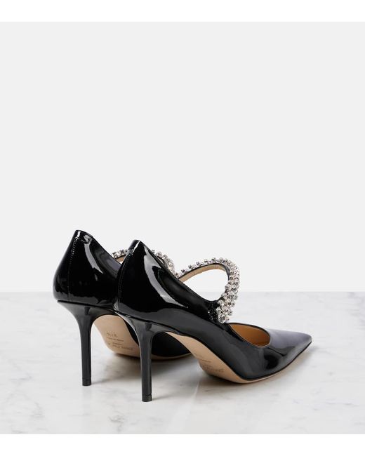 Jimmy Choo Bing 85 Embellished Patent Leather Pumps in Black | Lyst