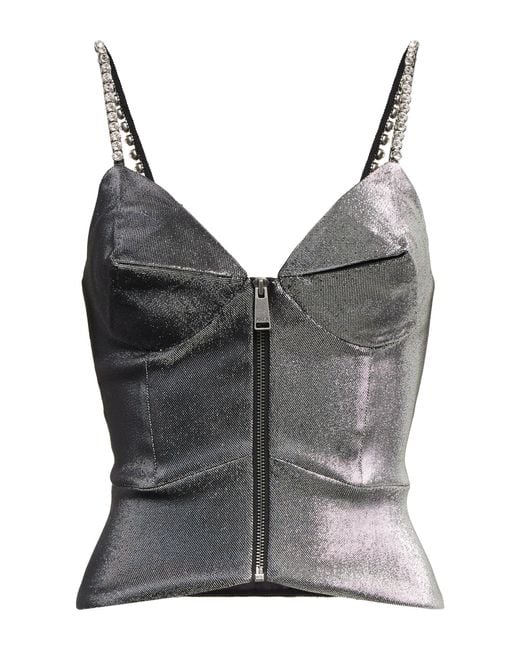 Area Embellished Metallic Corset Top In Silver Gray Lyst