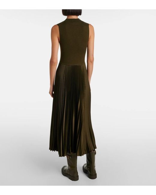 Polo Ralph Lauren Ribbed Wool-Blend Midi Dress in Green | Lyst