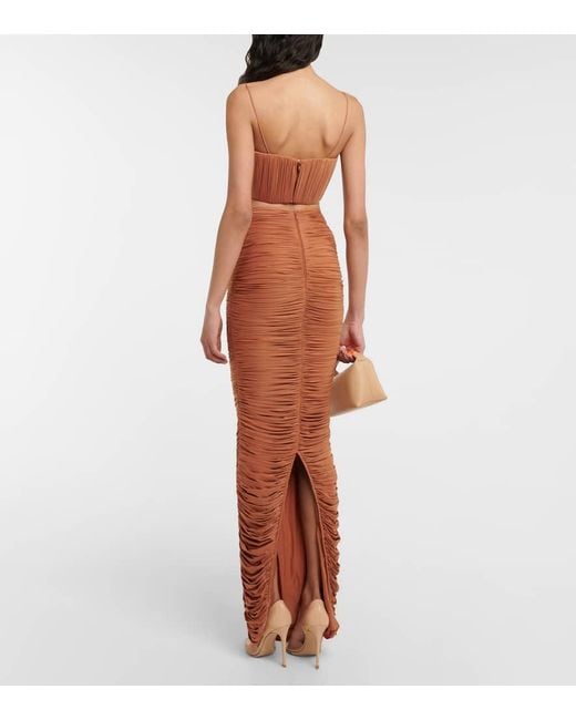 Alex Perry Preston Ruched Top in Brown | Lyst UK