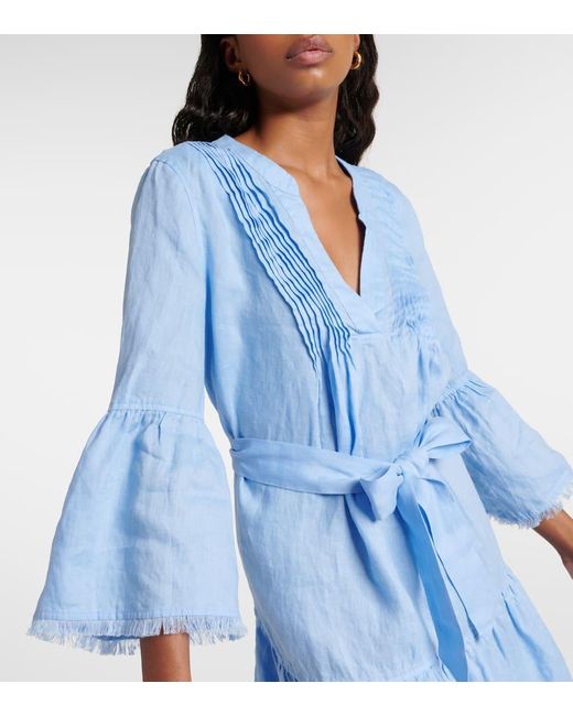 Heidi Klein Hydra Tiered Linen Minidress in Blue | Lyst