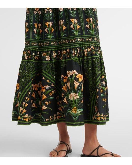 FARM Rio Black Flowers Arch Linen Dress in Green | Lyst