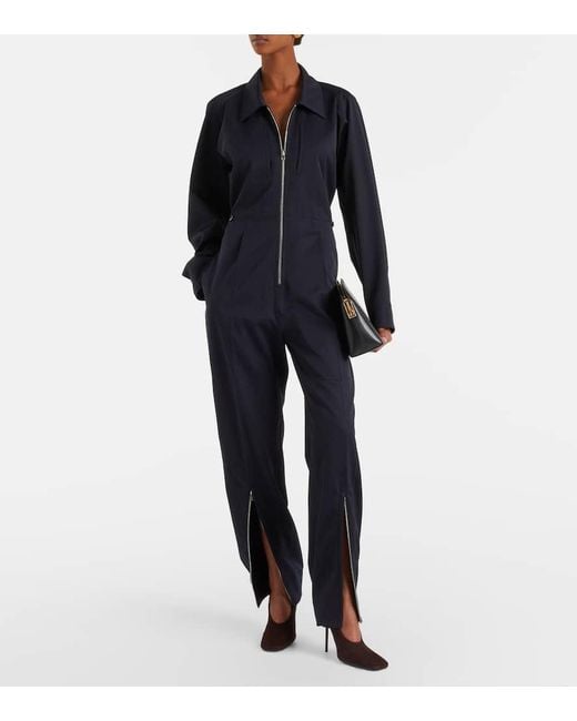 Victoria Beckham Wool-Blend Jumpsuit in Blue | Lyst UK
