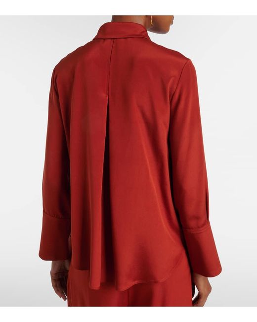 Max Mara Mxpvoliera Silk-Blend Satin Shirt in Red | Lyst UK