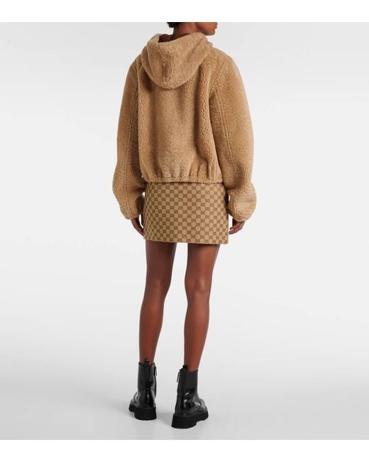 Gucci Reversible Shearling Jacket in Natural | Lyst