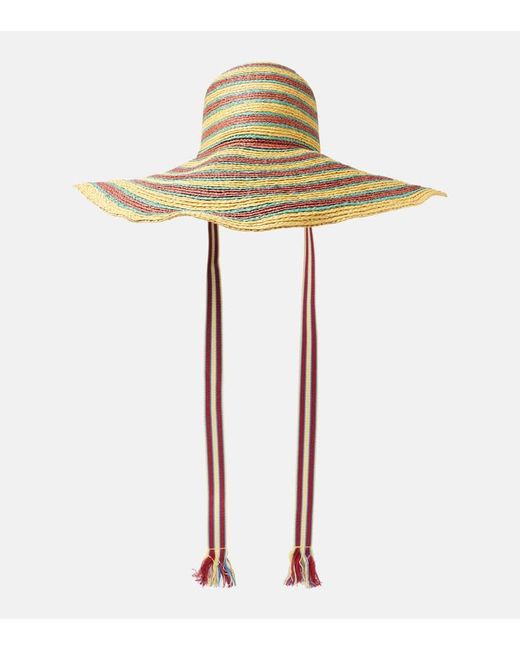 ALÉMAIS Tamsin Striped Raffia Sun Hat in White | Lyst
