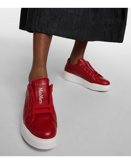 Max Mara Maxi Leather Sneakers in Red | Lyst