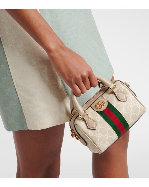 Gucci Ophidia Mini Leather-Trimmed Tote Bag in Metallic | Lyst