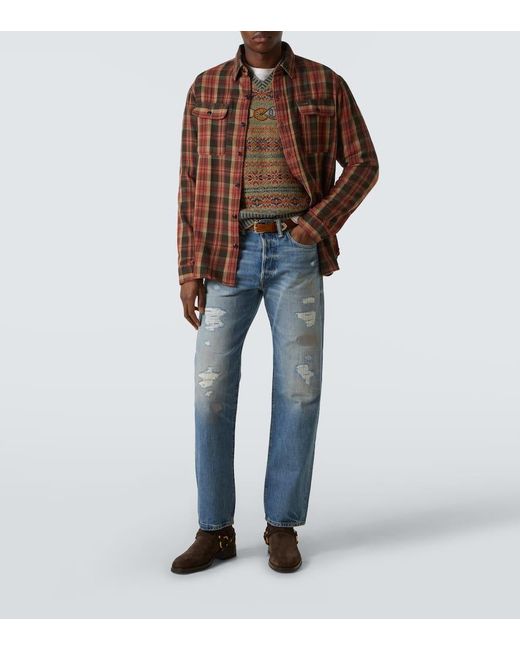 RRL Fair Isle Wool Sweater in Brown for Men | Lyst