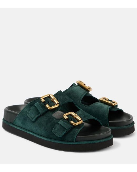 Chloé Nil Leather Sandals in Green | Lyst
