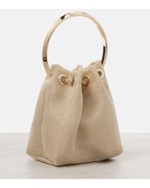 Jimmy Choo Bon Bon Small Mesh Bucket Bag in Natural | Lyst