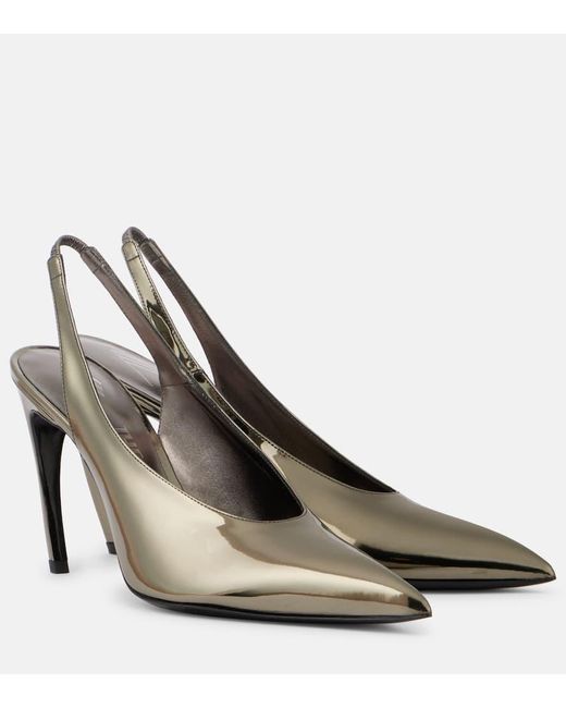 The Attico Viper 95 Pu Slingback Pumps in Brown | Lyst