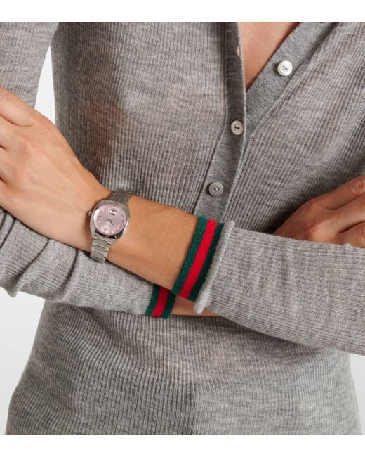 Gucci Interlocking G Watch With Diamonds in White | Lyst UK