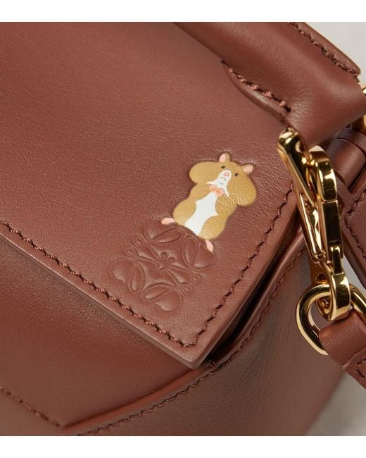 Loewe X Suna Fujita Puzzle Edge Hamster Mini Crossbody Bag in Brown | Lyst