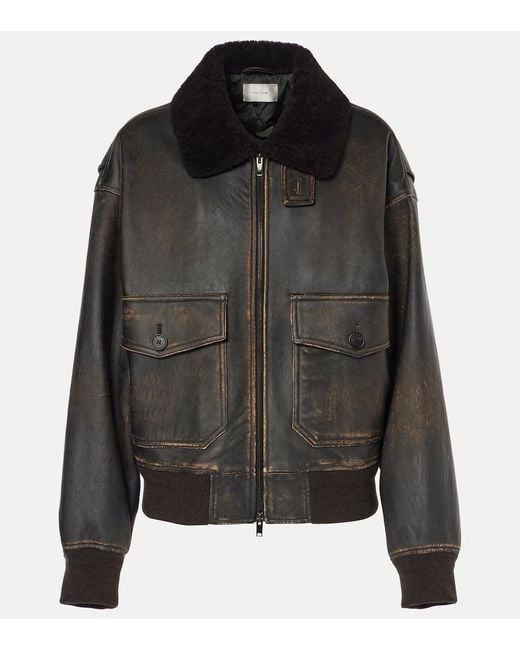 The Row Adonis Leather Jacket in Black | Lyst
