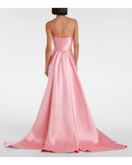 Solace London Imani Strapless Twill Gown in Pink | Lyst