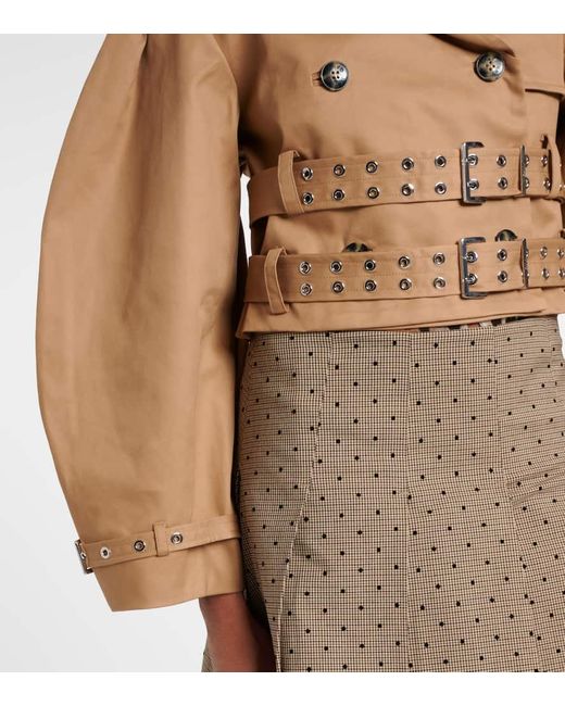 Ganni Double-Breasted Cotton Jacket in Natural | Lyst