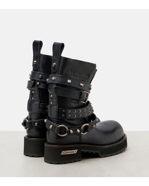 Balenciaga Venom City Leather Biker Boots in Black | Lyst UK