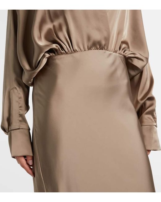 Norma Kamali Satin Gown in Natural | Lyst UK