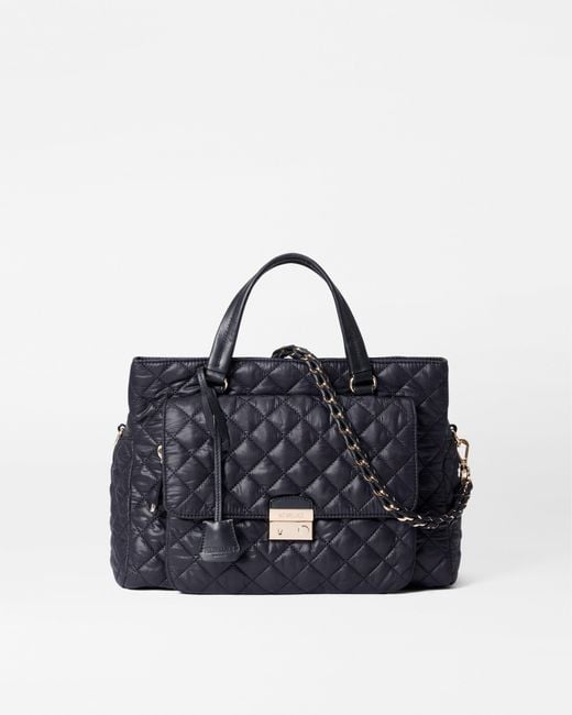 MZ Wallace Black Crosby Lock Satchel in Blue | Lyst