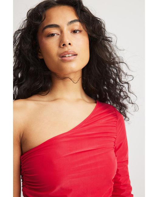 Na Kd One Shoulder Rouched Mini Dress In Red Lyst