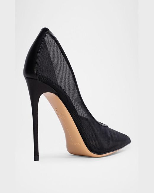 Black Suede Studio Mesh Leather Stiletto Pumps in Black | Lyst